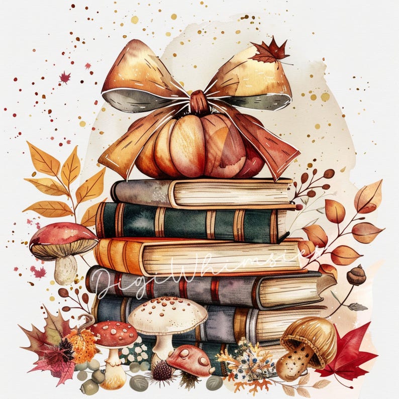 10 Book Lover Clipart High Res JPG Bookworm Clipart Cottagecore Cozy ...