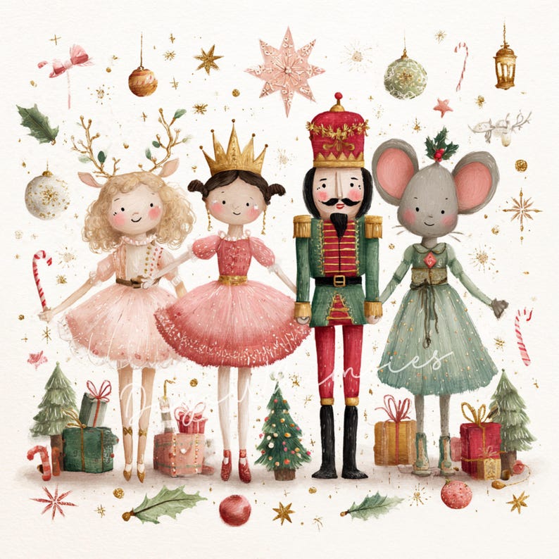 12 Nutcracker Ballet Clipart: Christmas Ballerinas, Whimsical ...