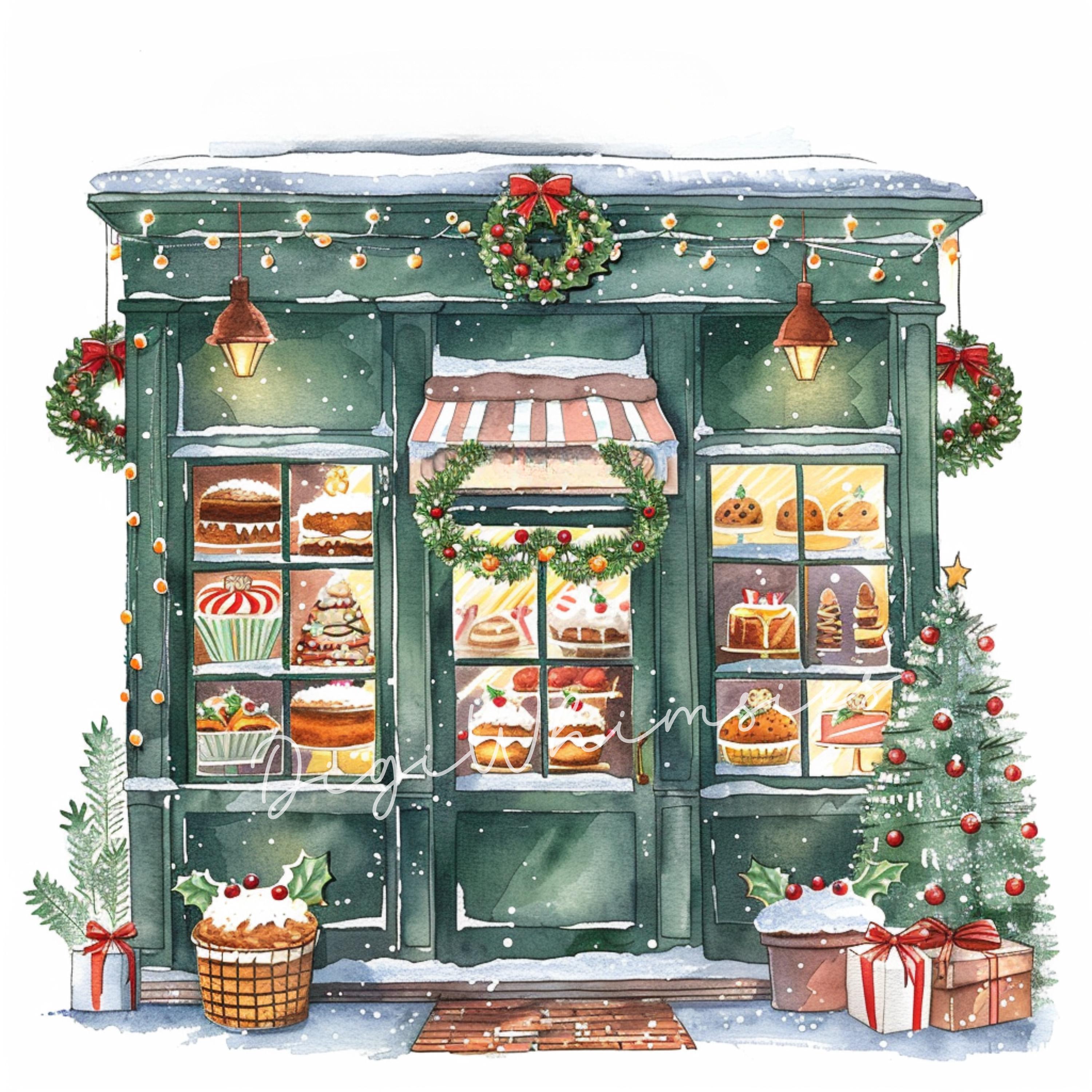 12 Christmas Bakery Clipart – Watercolor Holiday Pastries & Bread Jpgs ...