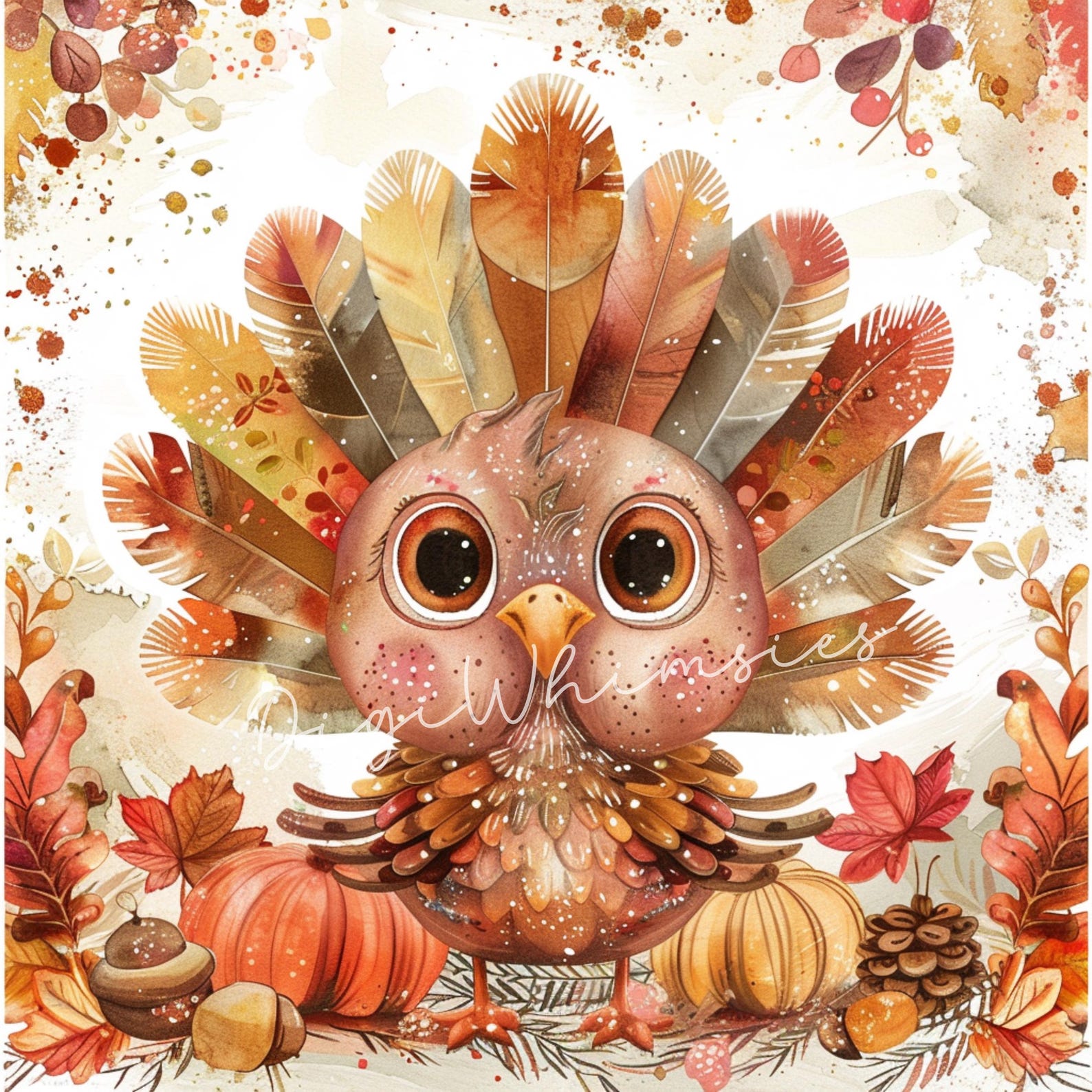 Cute Turkey Clipart: Thanksgiving Autumn Animal Designs (12 JPG) - Etsy