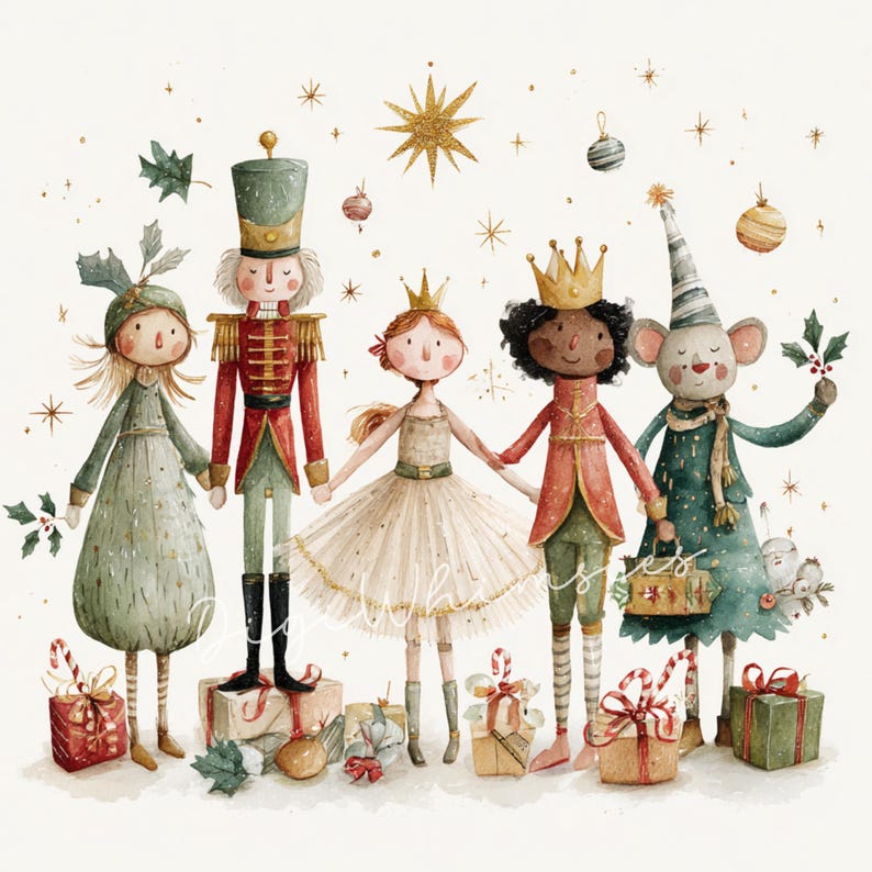 12 Nutcracker Ballet Clipart: Christmas Ballerinas, Whimsical ...