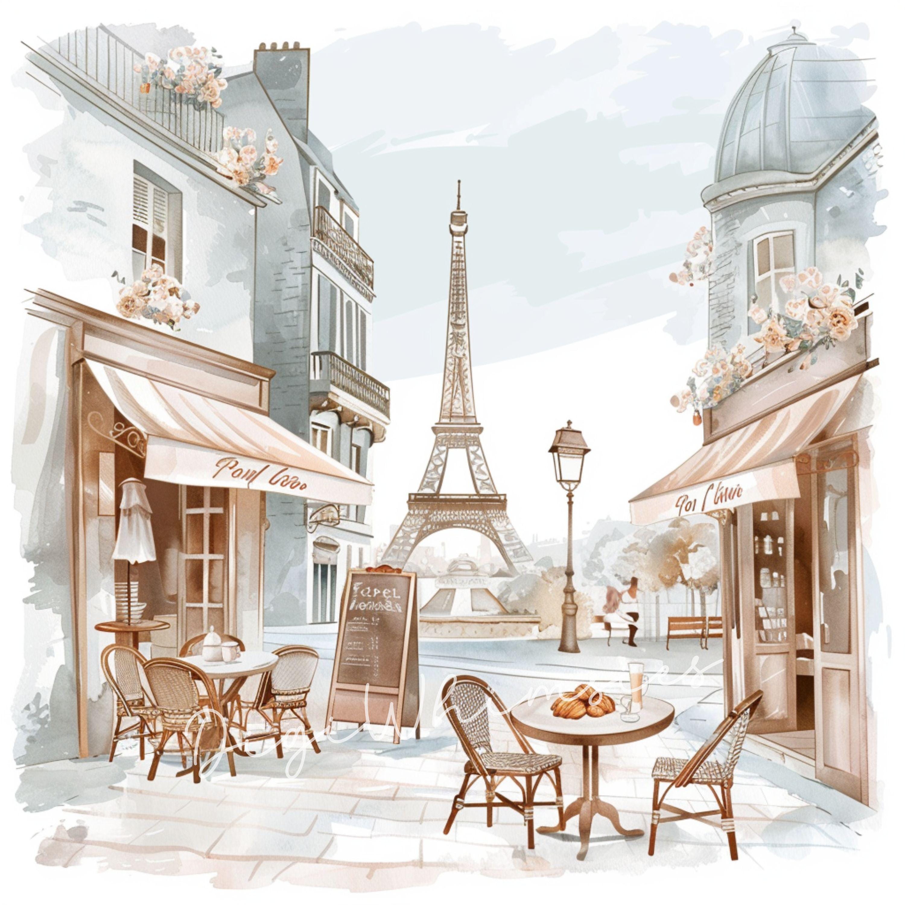 Paris Clipart Set: Eiffel Tower, Cafe, Pastries (10 High-res Jpgs) - Etsy