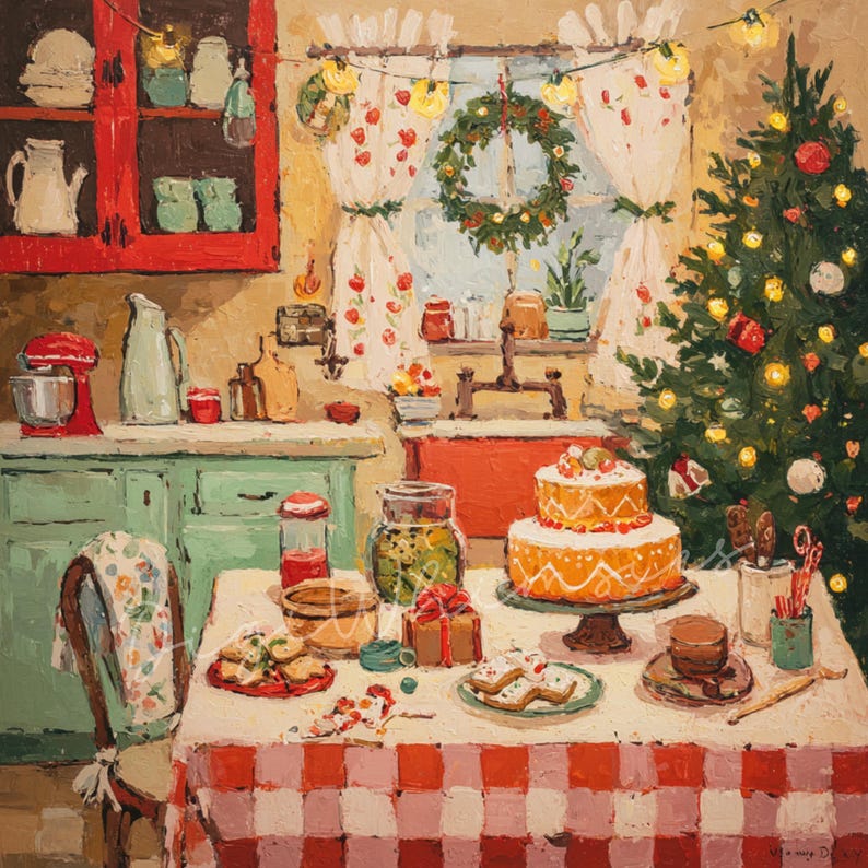 Christmas Kitchen Clipart – Whimsical House Interior Baking Holiday ...
