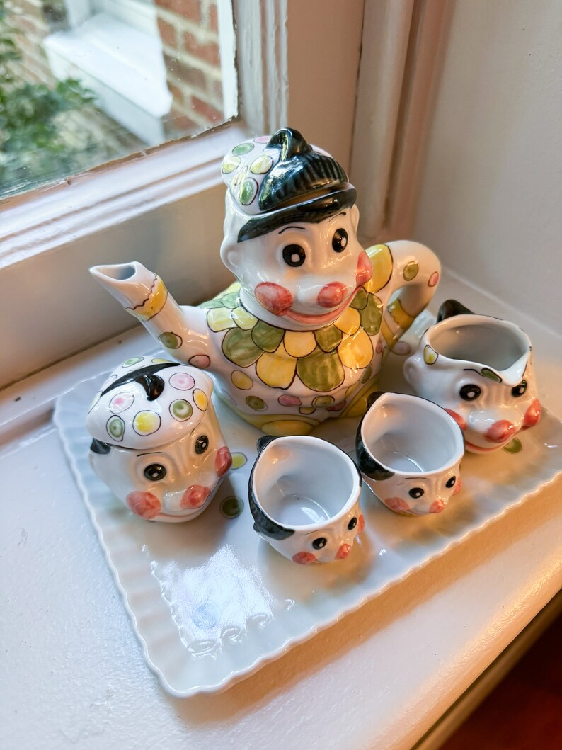Vintage Ceramic Clown Themed Toy Tea Set, Same Mold as Russ Troll Dolls ...
