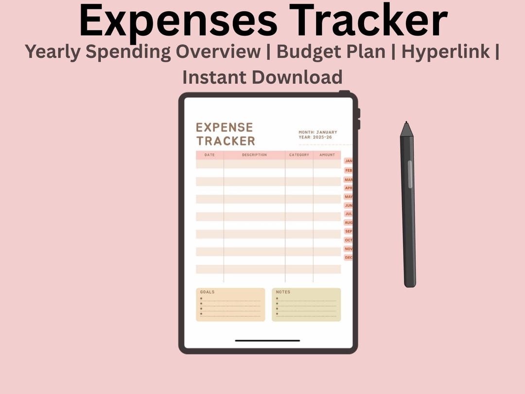Expenses Planner for Remarkable Paper Pro | Yearly Spending Overview ...