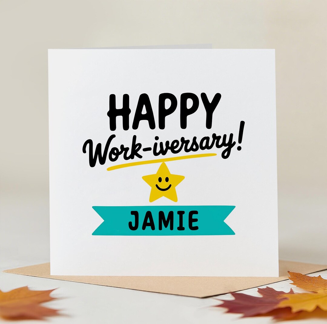 Happy Work-iversary Card, Funny Work Anniversary Card, Personalised ...