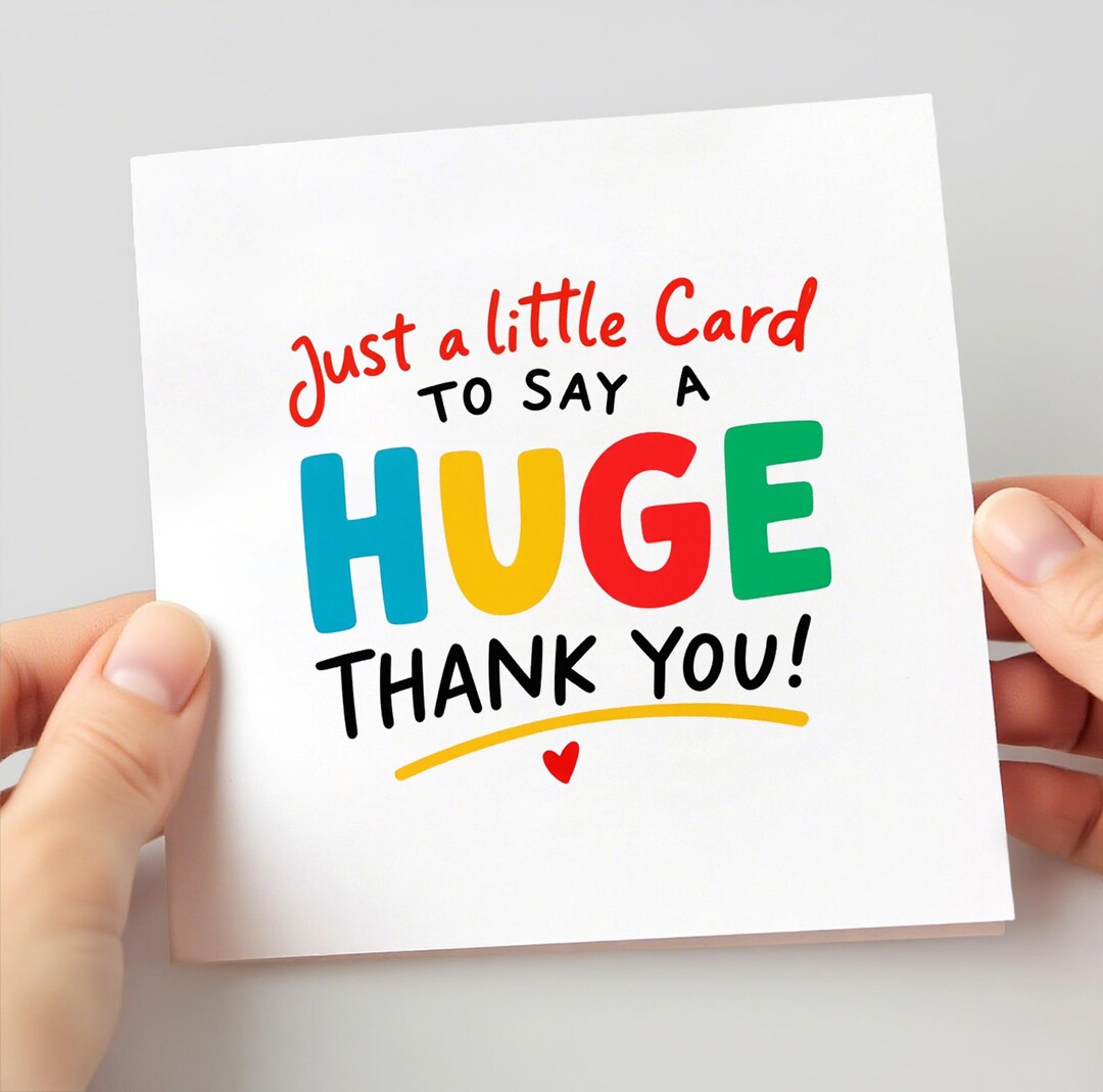 Thank You Card - Little Card to Say A Huge Thank You - Personalised ...