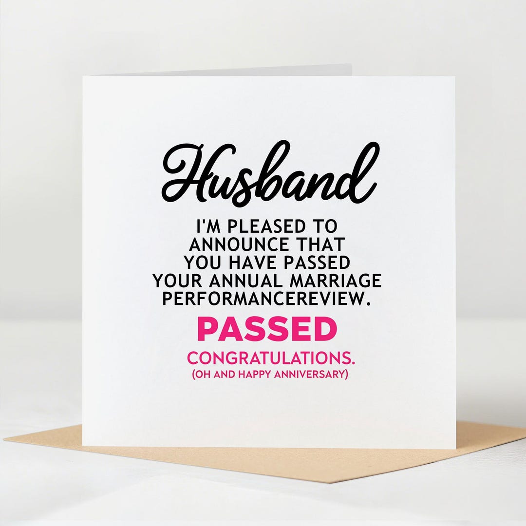Funny Anniversary Card for Husband, Passed Your Annual Marriage ...