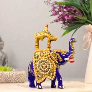 Hand Painted Jeweled Elephant Statue Indian Festive Home Decor - Etsy
