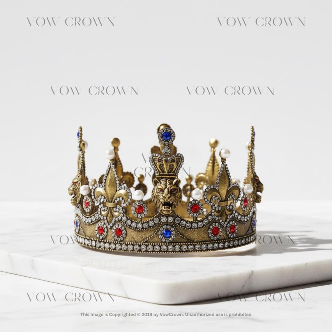 Antique Lion King Crown With Pearls | Gem Medieval Headpiece - Etsy UK