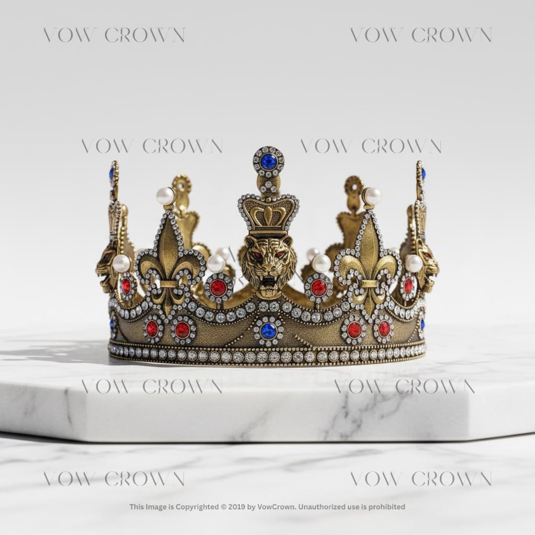 Antique Lion King Crown With Pearls | Gem Medieval Headpiece - Etsy UK