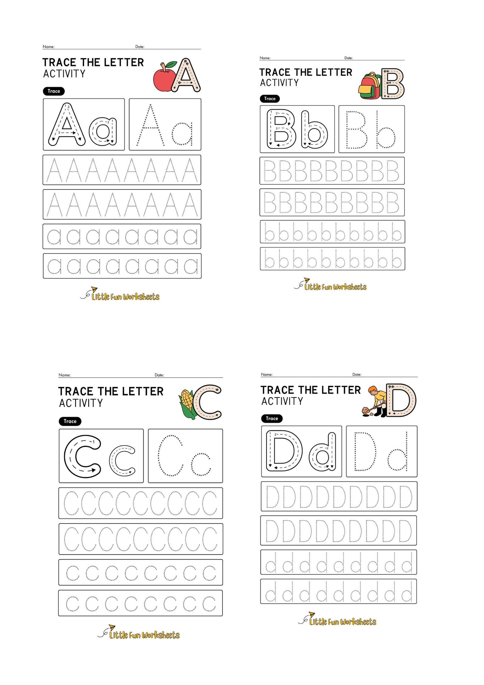 Alphabet Letter Tracing Worksheets A-Z | Preschool Printable PDF ...