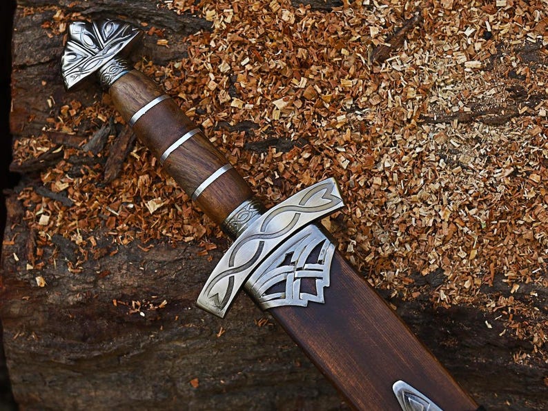 Handmade Damascus Steel Viking Sword With Scabbard – 36" Collectible ...