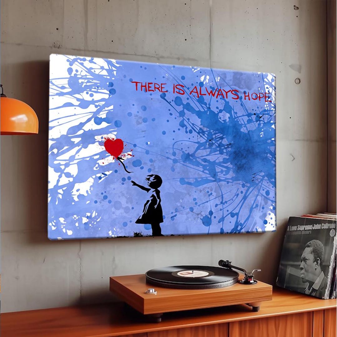 Banksy "girl With Balloon" There is Always Hope Framed Painting,blue ...