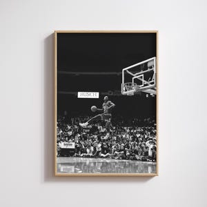Michael Jordan Iconic Dunk Poster: Black and White Nba Wall - Etsy