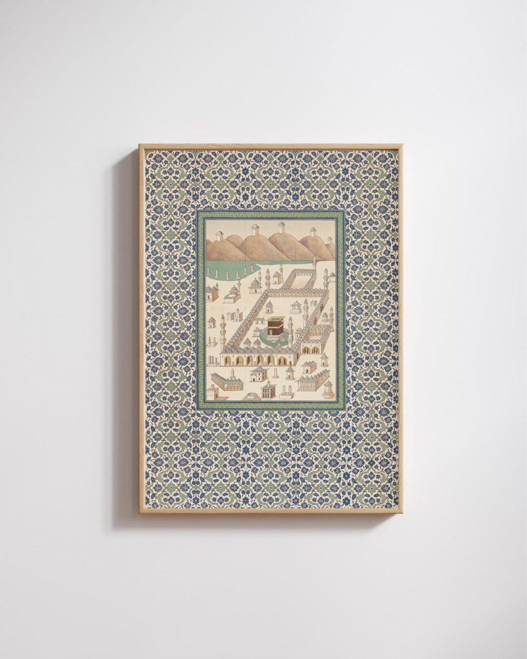 Mecca & Kaaba Iznik Tile Border Art Print | Holy City Traditional ...