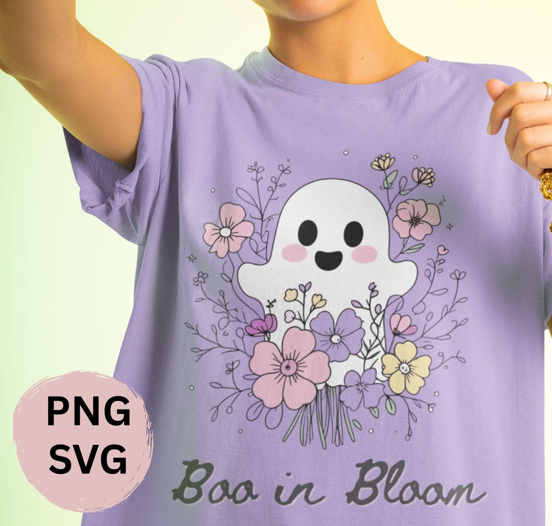Ghost Floral Clipart: Boo in Bloom PNG SVG - Halloween Spring Design ...