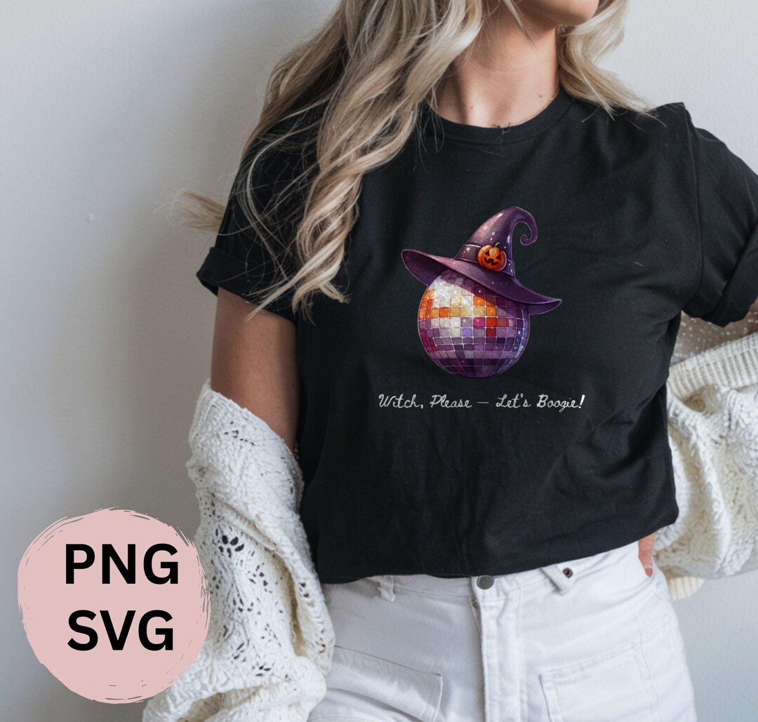 Halloween Disco Ball Witch Hat Clipart, Spooky Party Design (PNG SVG ...