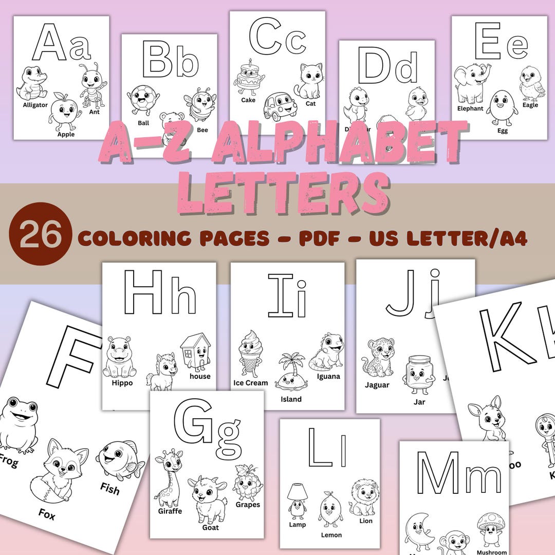 A-Z Alphabet Coloring Pages for Kids, ABC Printable Coloring Book PDF ...