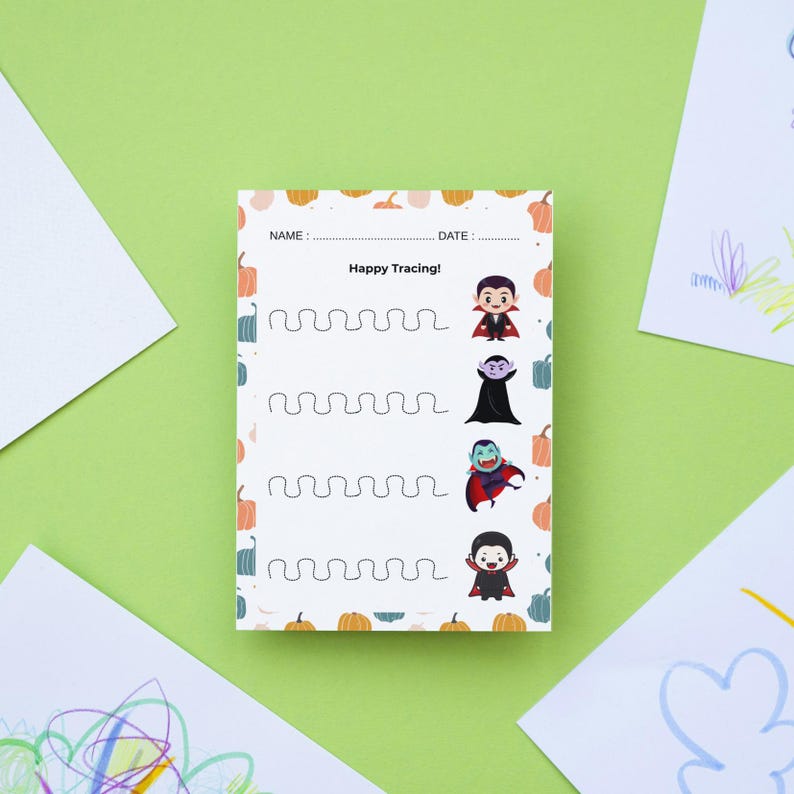 Halloween Tracing Worksheets Set 2 | A4 Portrait | Kids Pre-writing ...