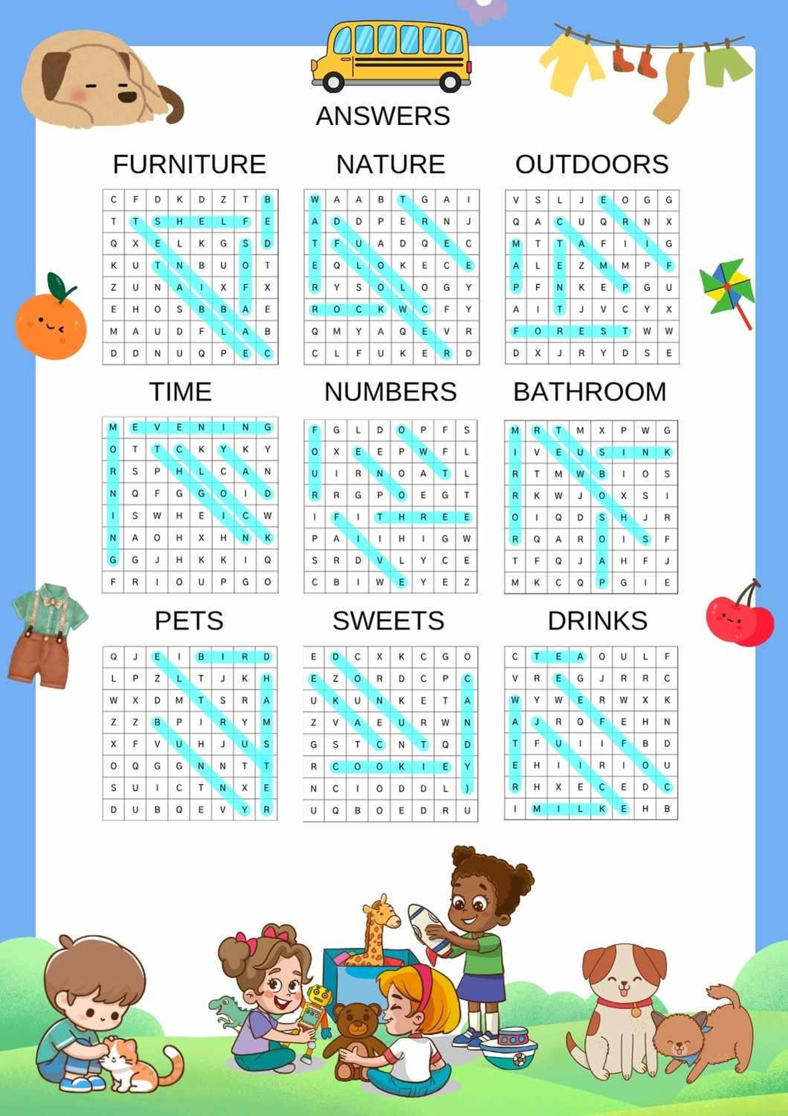 Kids' Brain-boosting Word Search | Printable PDF Worksheets for School ...