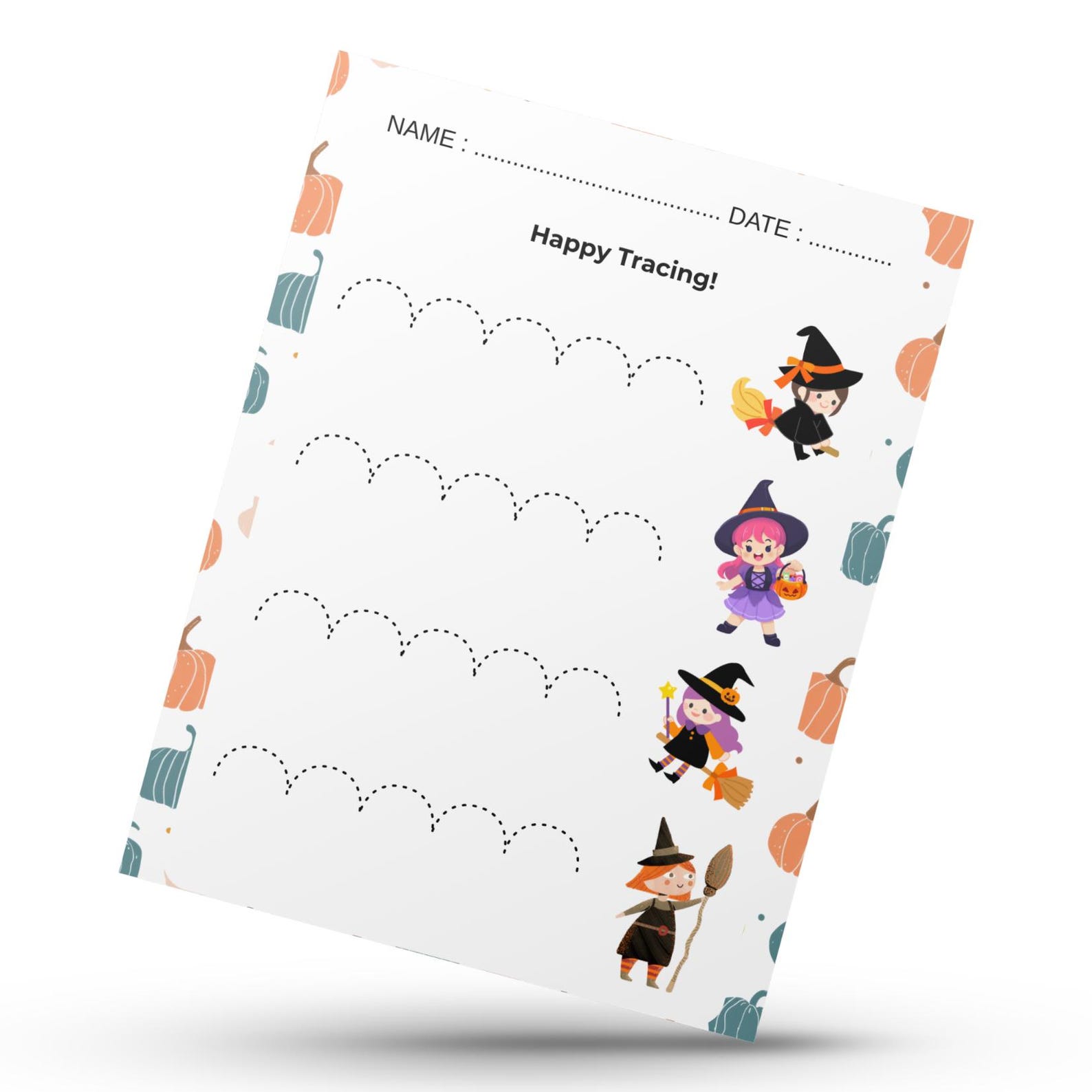 Halloween Tracing Worksheets Set 2 | A4 Portrait | Kids Pre-writing ...