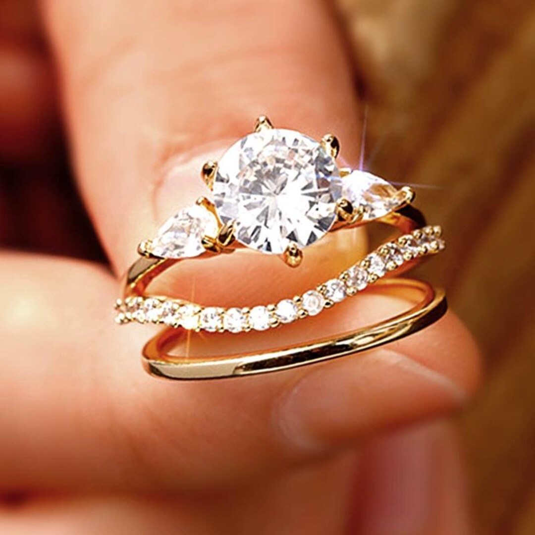 Toi Et Moi Ring and Matching Band Set – Two Stone Engagement Ring ...