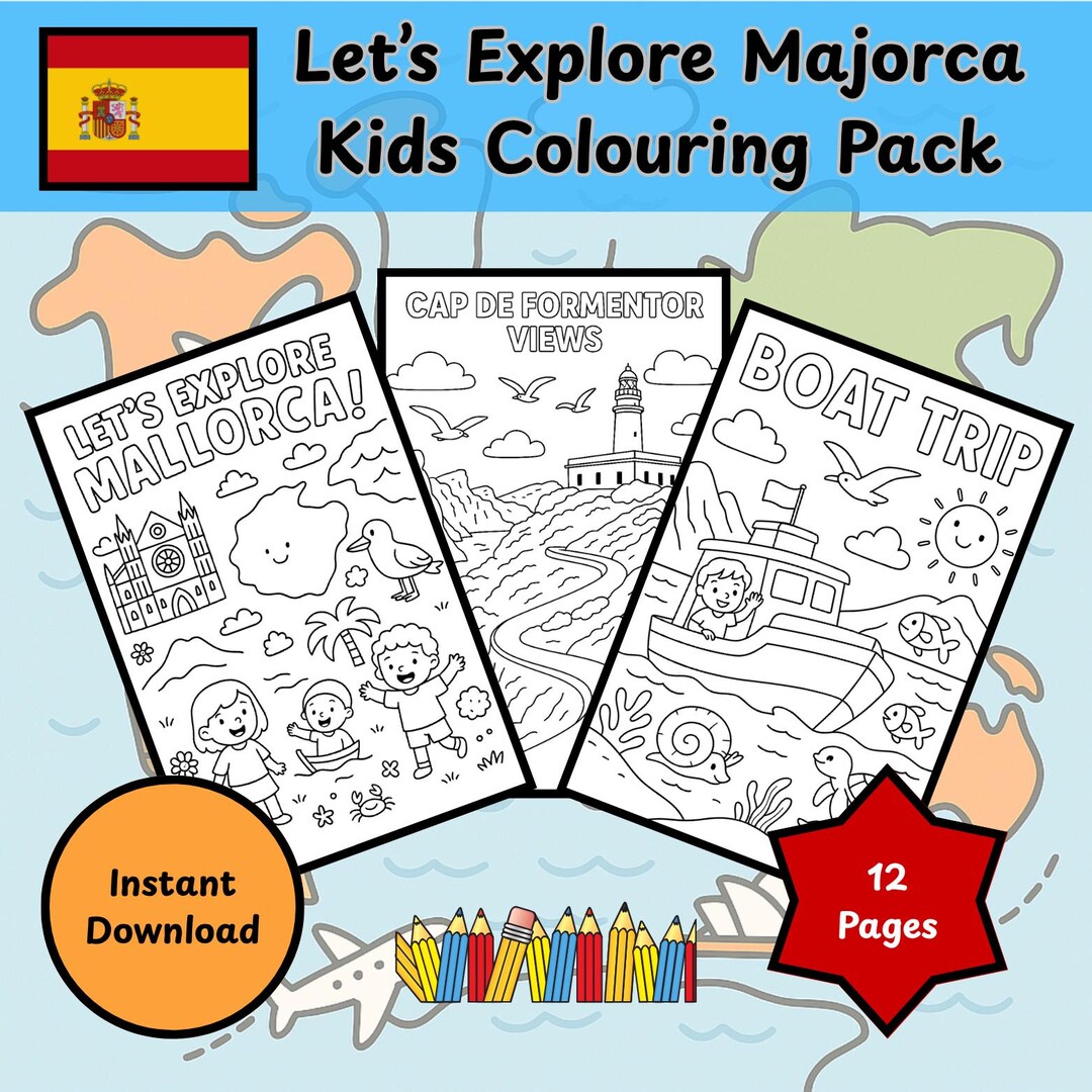Majorca Colouring Pack for Kids | 12 Page Printable Activity | Travel ...