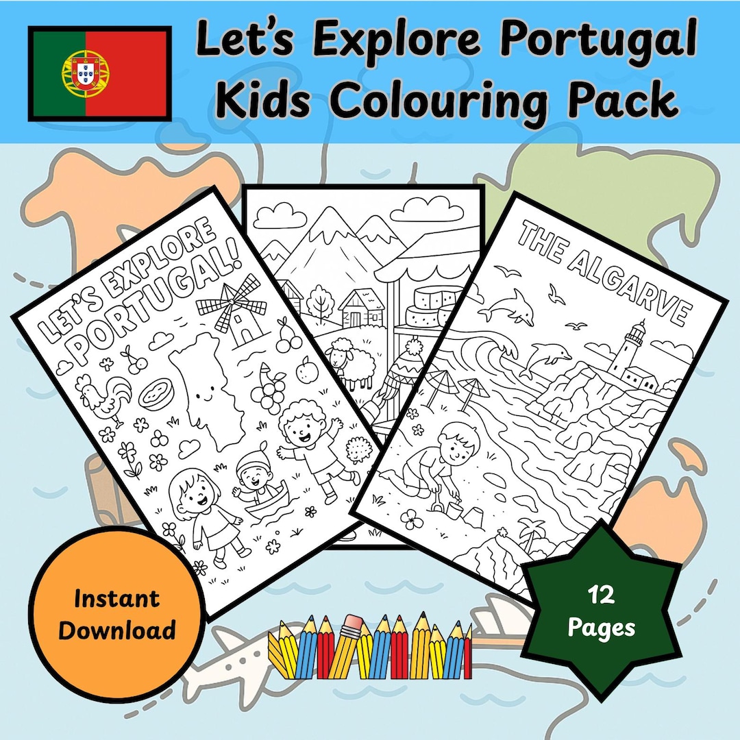 Portugal Colouring Pack for Kids | 12 Page Printable Activity | Travel ...
