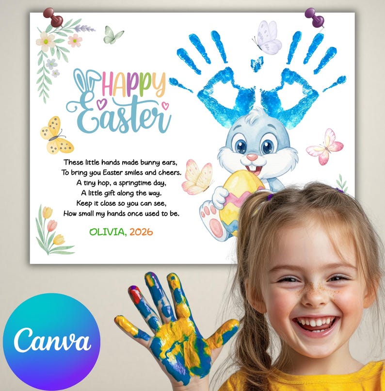 Easter Handprint Craft Poem Template, Kids Handprint Art & Photo ...