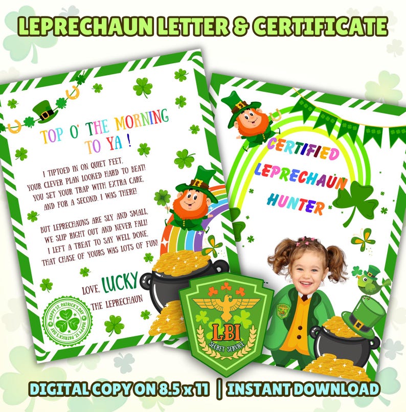 St. Patrick's Day Leprechaun Letter & Certificate Printable, Saint ...