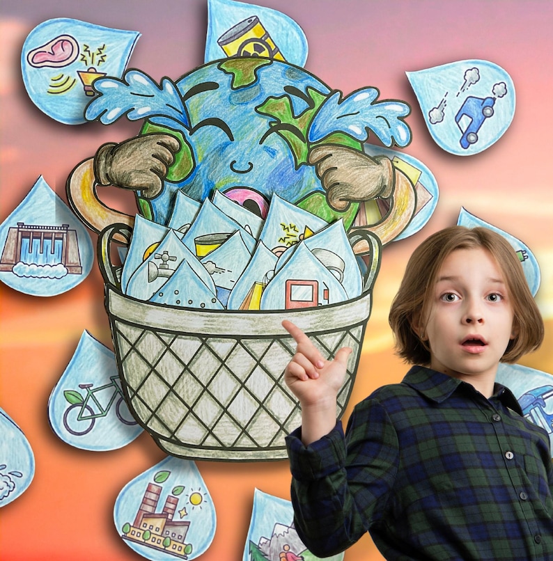 Earth Day Kids Craft, Happy Earth Sad Earth Coloring & Sorting Activity ...