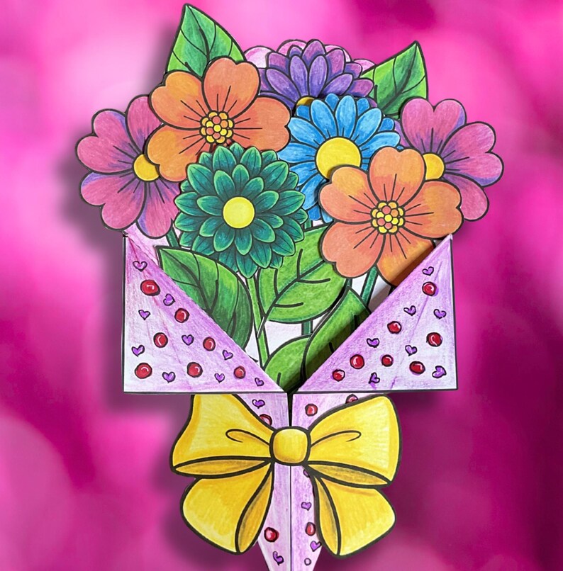 Mothers Day Flower Bouquet Craft for Kids, Happy Mother's Day Card ...