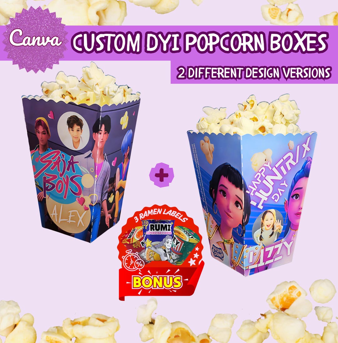 Canva DYI K-Pop Dämonenjäger Popcornboxen | Huntrix Girls Saja Boys ...