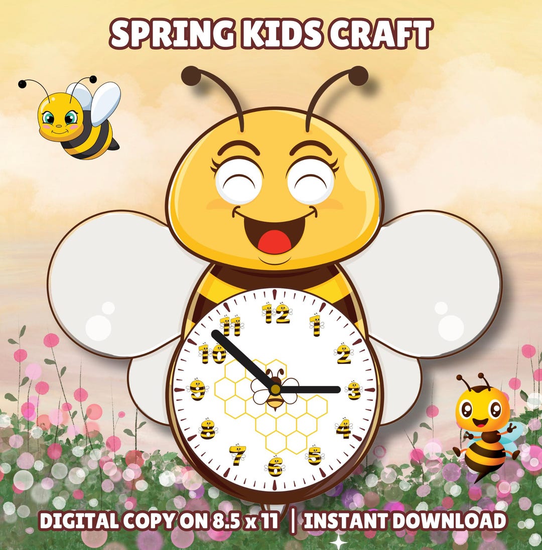 Honeybee Clock Craft, Kids Spring Craftivity, Classroom Color Cut and ...