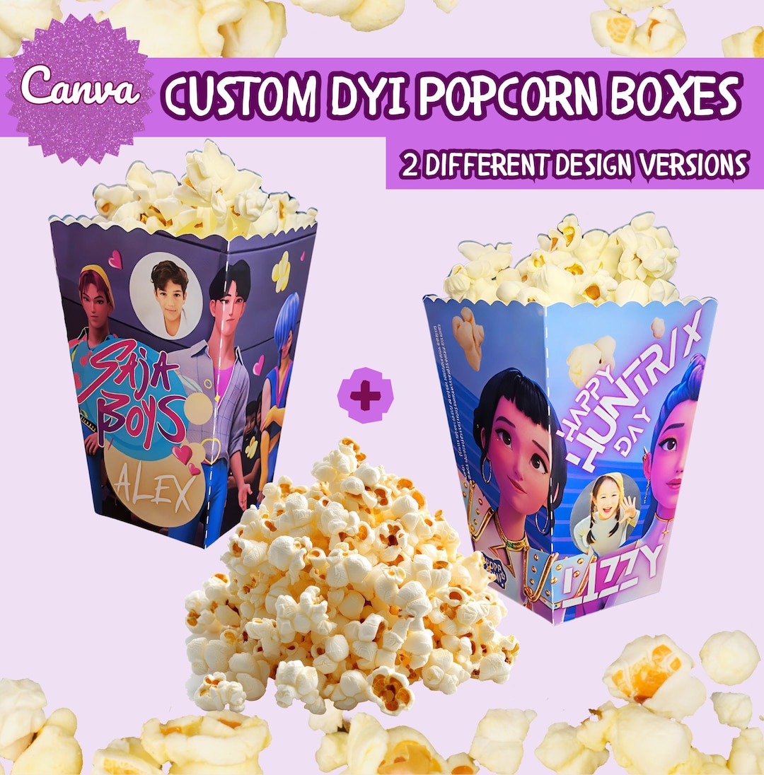 Canva DIY K-pop Demons Hunter Popcorn Boxes | Huntrix Girls Saja Boys ...