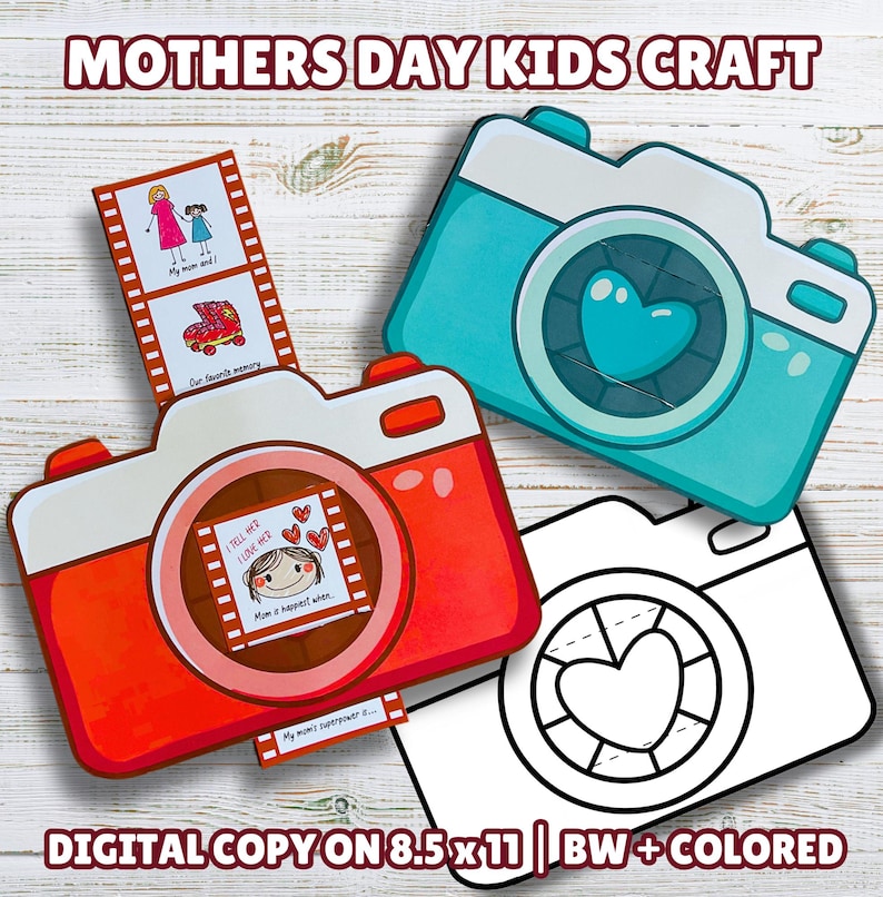 Mothers Day Polaroid Camera Craft for Kids Personalized Mother's Day ...