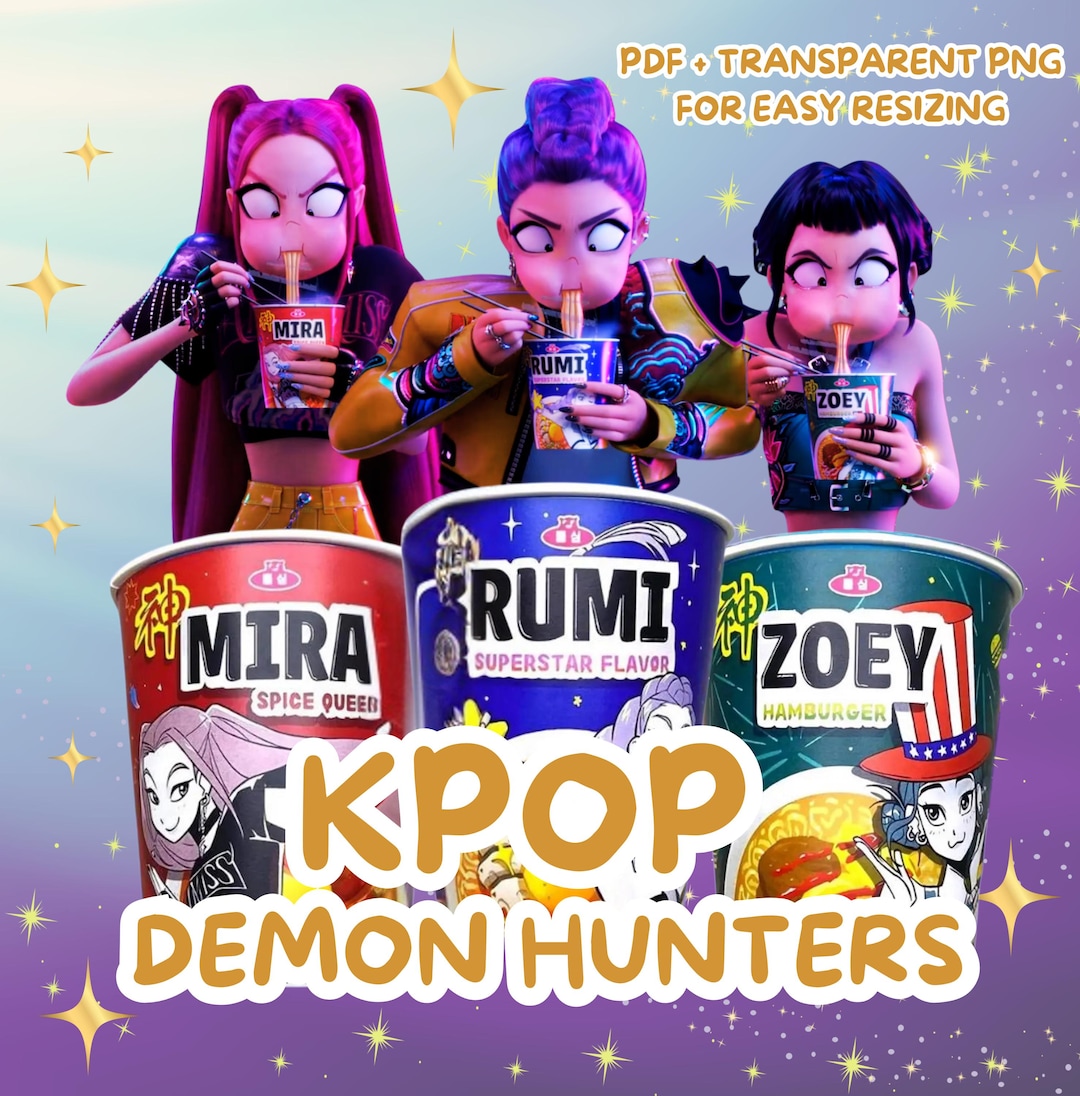 KPop Dämonenjäger Printable | Rumi Mira Zoey Tassennudeletiketten ...