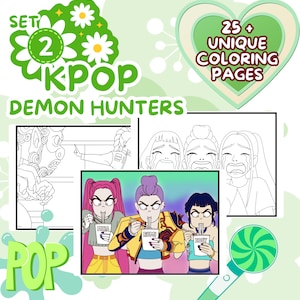 Huntrix Kpop Demon Hunters Characters Colouring Pages - Etsy
