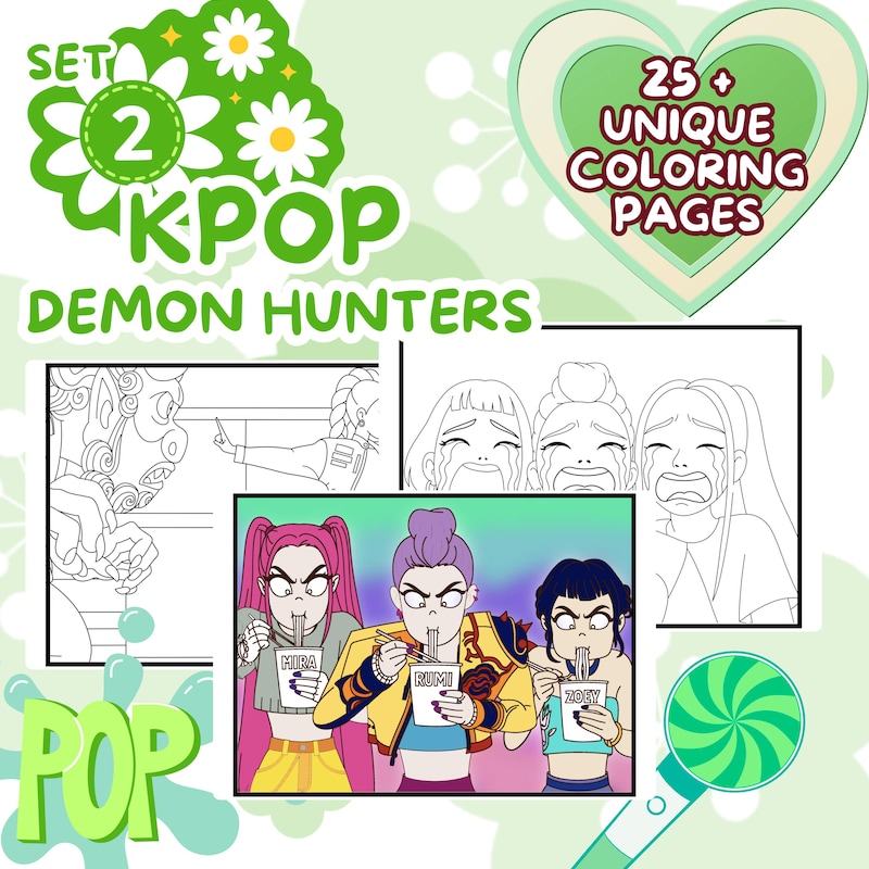 Huntrix Kpop Demon Hunters Characters Colouring Pages - Etsy