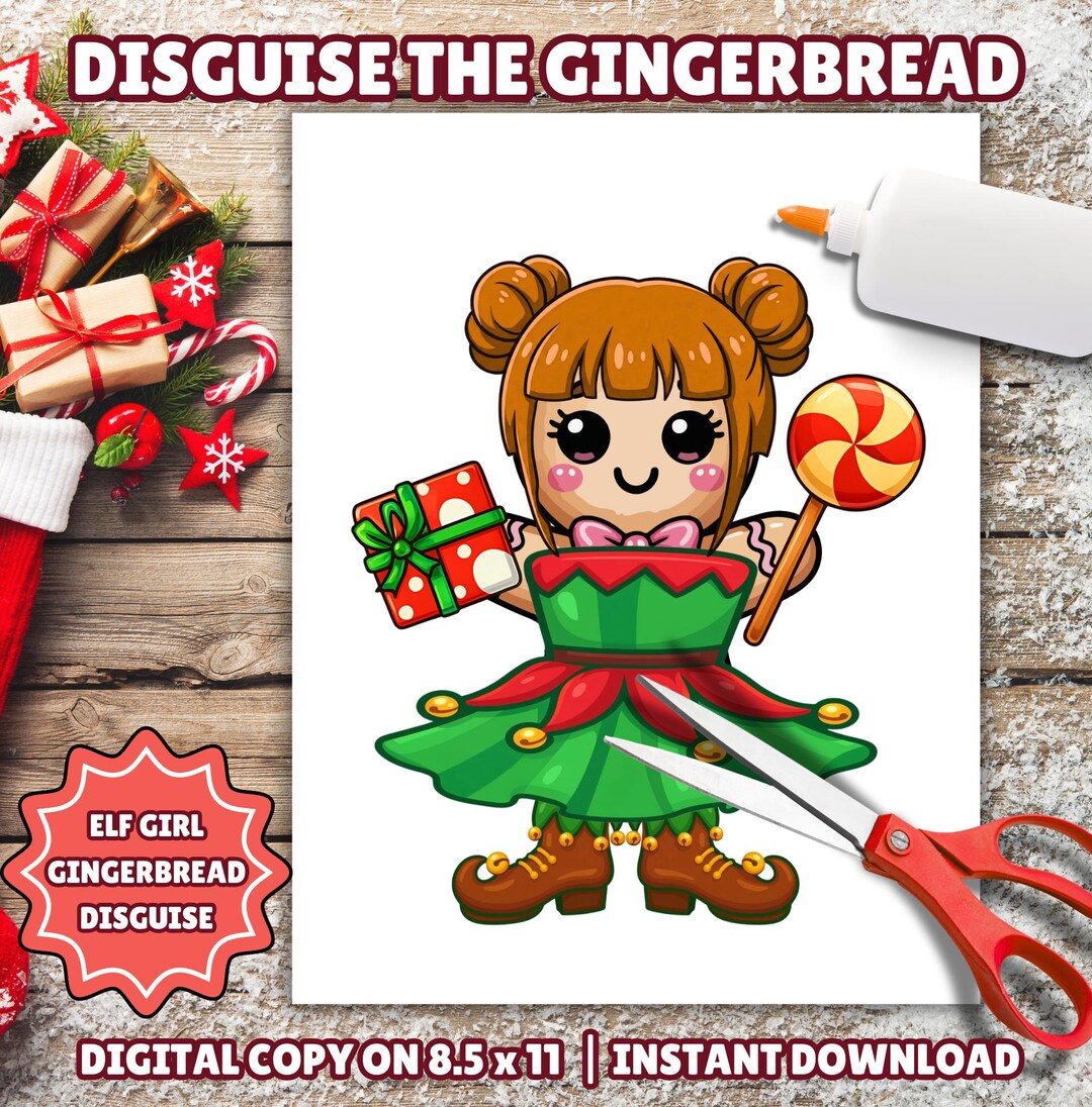 Disguise a Gingerbread Man as an Elf Girl, Girly Gingerbread Disguise ...