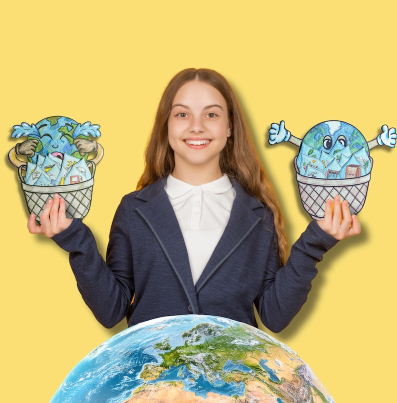 Earth Day Kids Craft, Happy Earth Sad Earth Coloring & Sorting Activity ...
