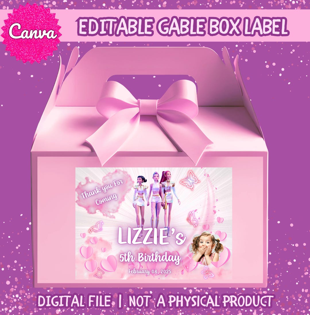 Custom K Pop Demon Hunters Gable Box Label | Huntrix Girls Printable ...