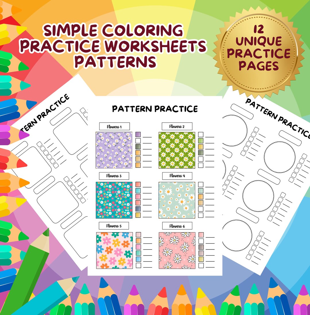 Coloring Pattern Practice Worksheets: 72 Blank Layouts (printable PDF ...
