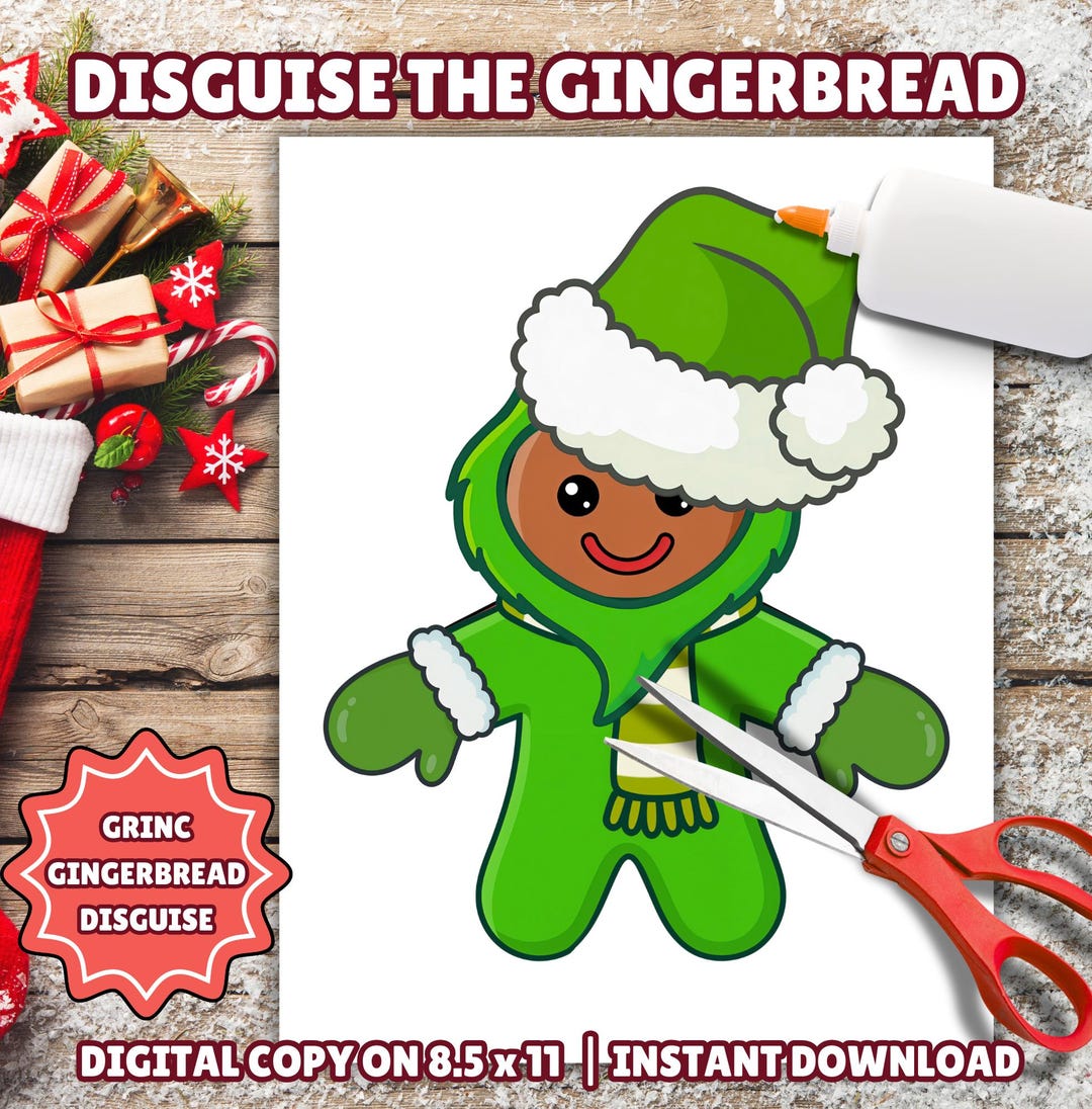 Disguise a Gingerbread Man as a Grinc, Green Xmas Guy Gingerbread ...