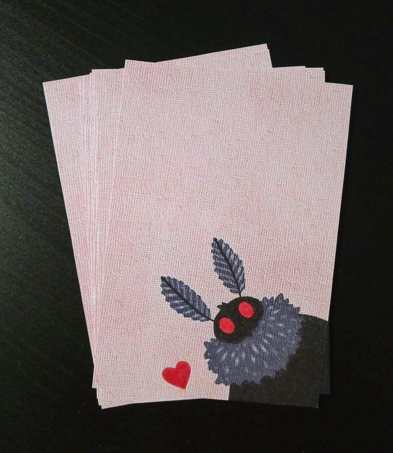 Handmade Postcard Mothman Cryptid Fanart Cute Pink Art Artwork Picture ...