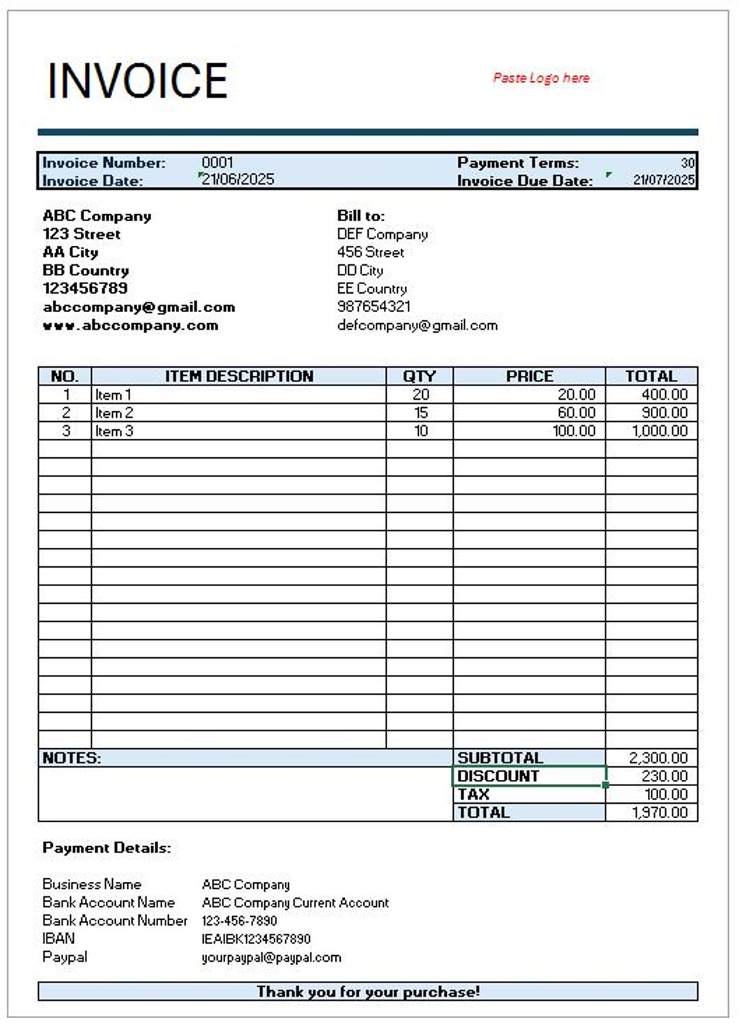 Printable Sales Invoice Excel Template With Sales Invoice Tracker or ...