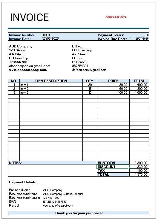 Printable Sales Invoice Excel Template With Sales Invoice Tracker or ...