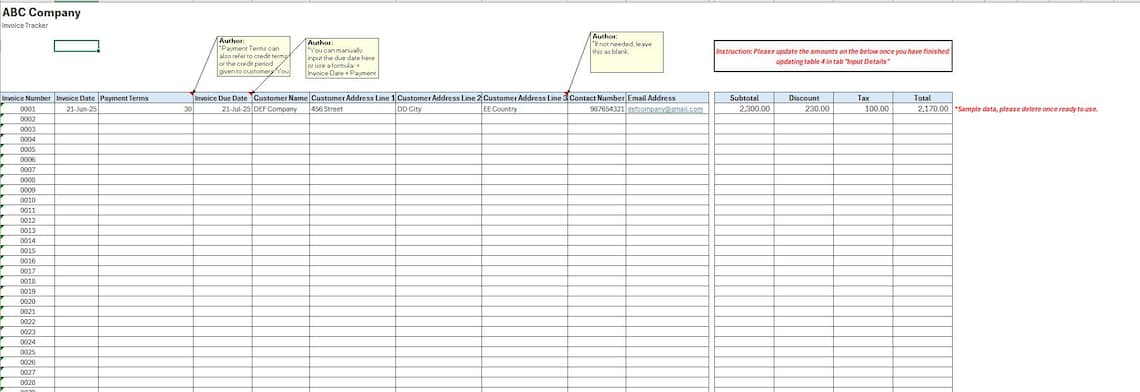 Printable Sales Invoice Excel Template With Sales Invoice Tracker or ...