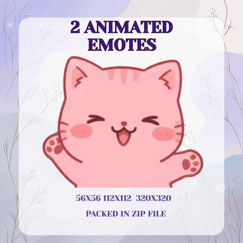 Emoticones animados de gato rosa, paquete de gatitos kawaii de Twitch ...